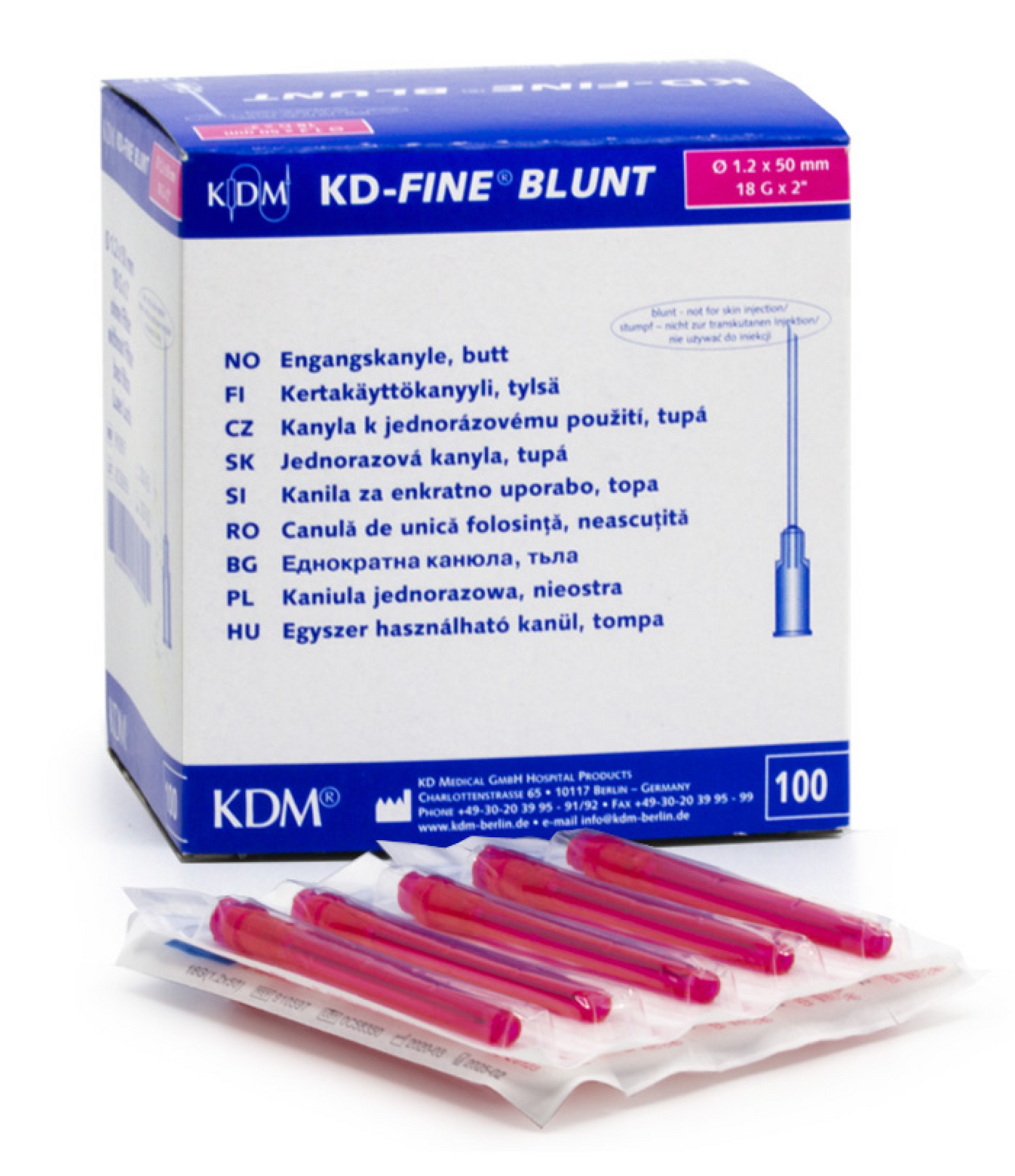 Opptrekks kanyle KD-Fine Blunt 18G 50mm 100stk - astomed.no